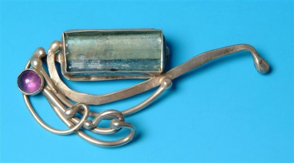 sterling silver pins with Roman Glass